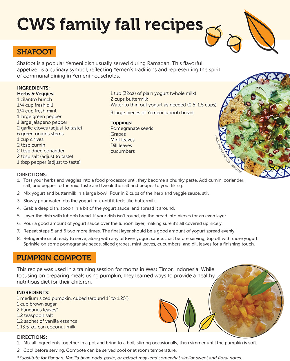 CWS Fall Family Recipe Download | CWS